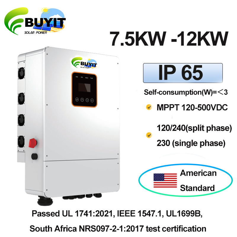 IP65 Hybrid Solar inverter American standard 7.5KW-12KW (On+Off grid ...