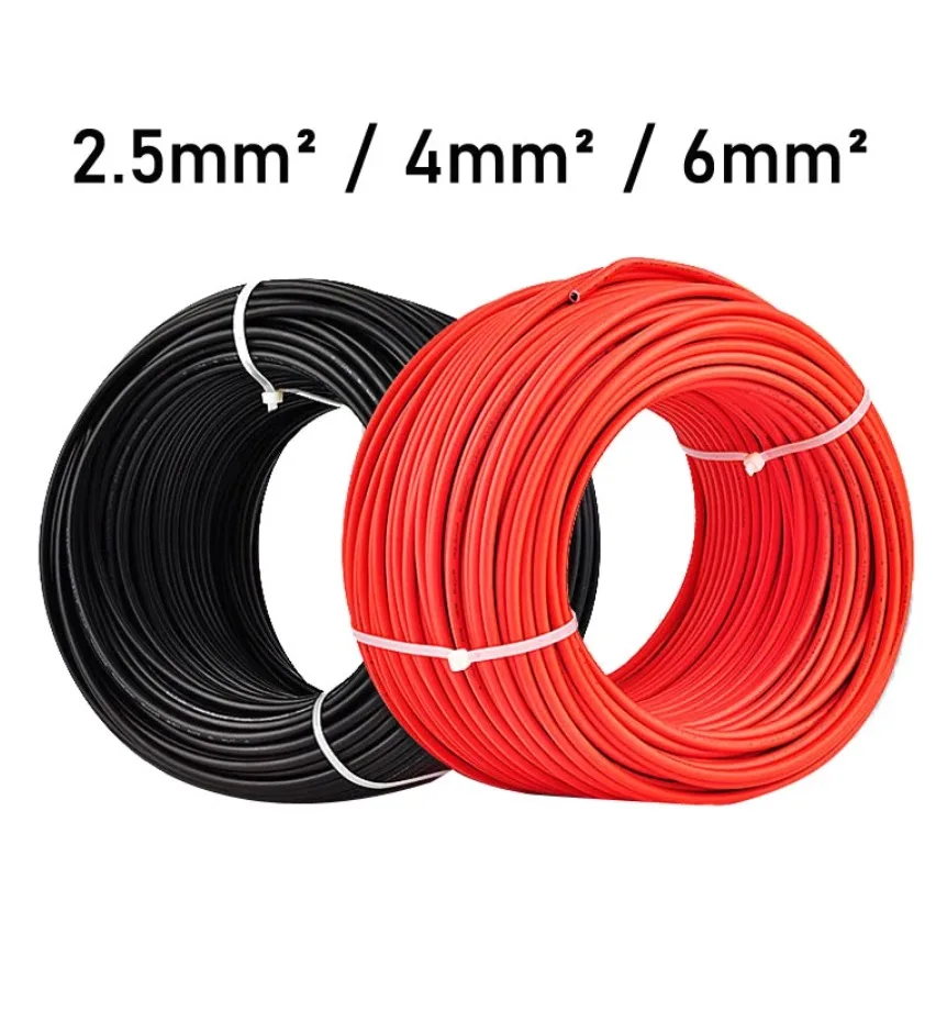 Solar PV Cable Wire 14/12/10/8 AWG Red & Black Tinned Copper Double ...